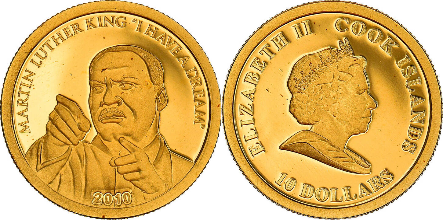 Cook Islands 10 Dollars 2010 CIT Coin, Elizabeth II, Martin Luther King ...