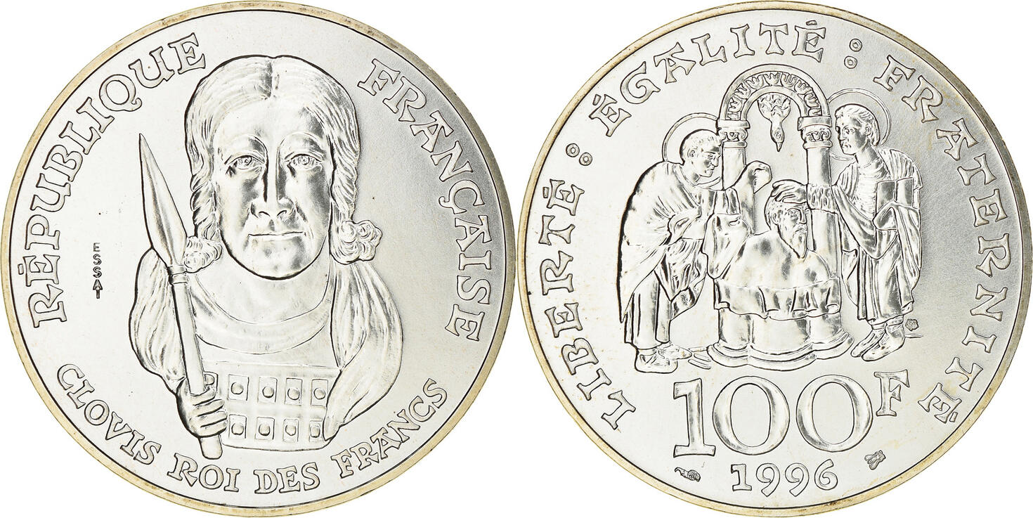 France 100 Francs 1996 Coin, Clovis, ESSAI, Silver MS(65-70) | MA-Shops