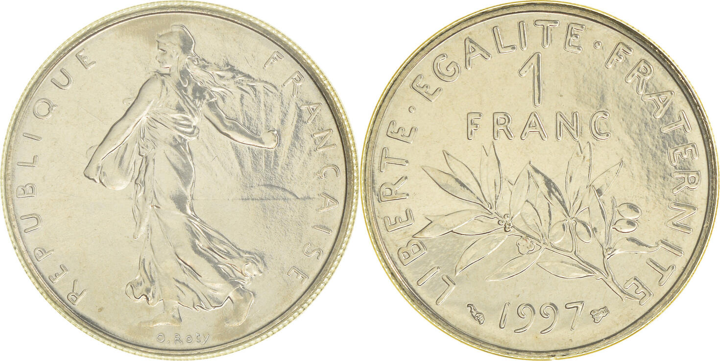 France Franc 1997 Paris Coin, Semeuse, Paris, Nickel, KM:925.1 MS(65-70) | MA-Shops