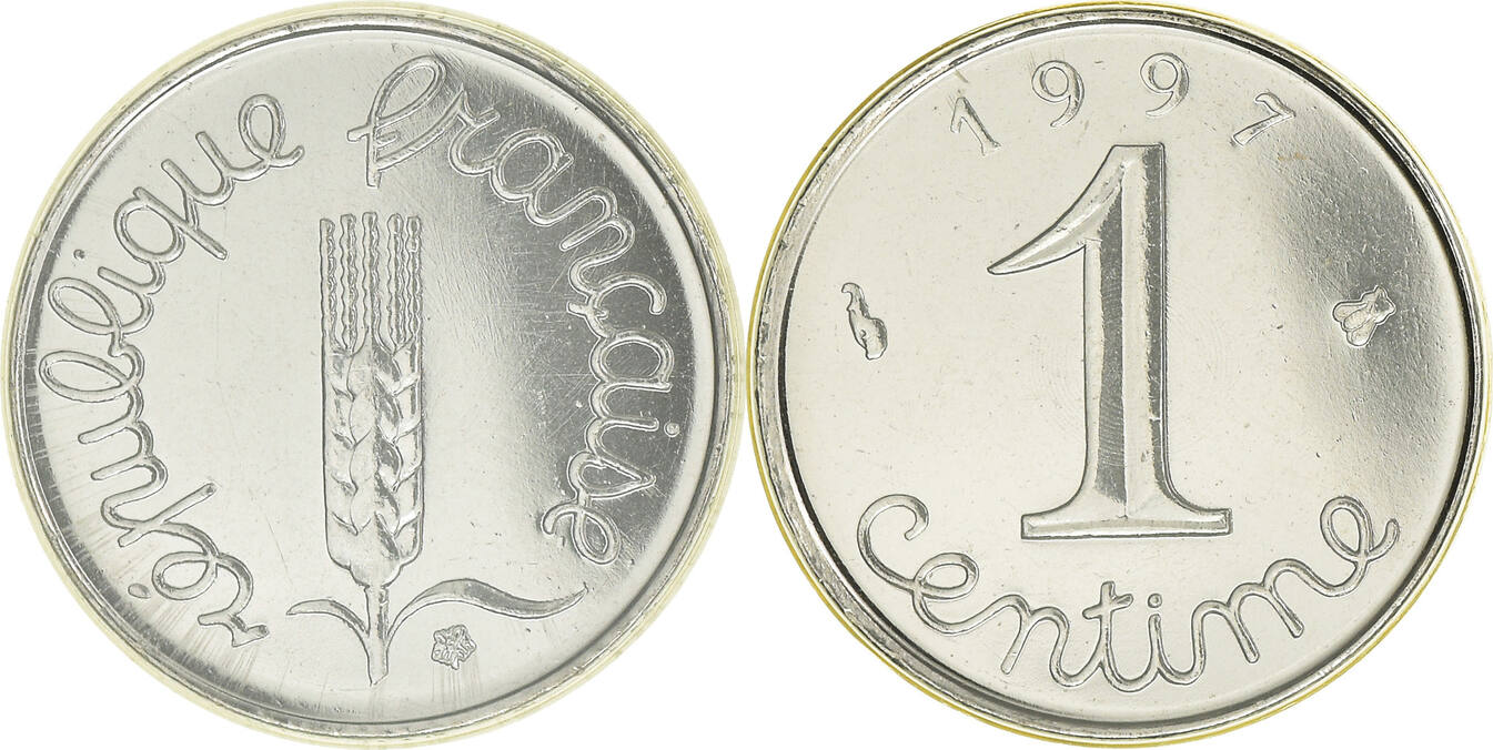 France Centime 1997 Paris Coin, Épi, Paris, Stainless Steel, KM:928 MS ...