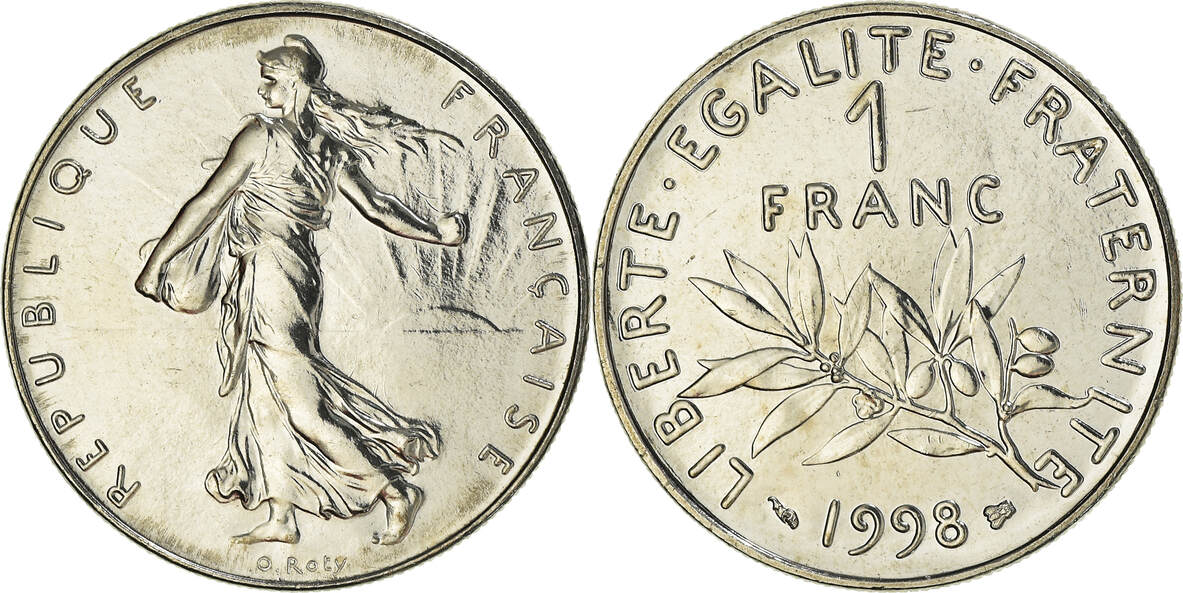 France Franc 1998 Paris Coin, Semeuse, Paris, Nickel, KM:925.1, Gadoury ...