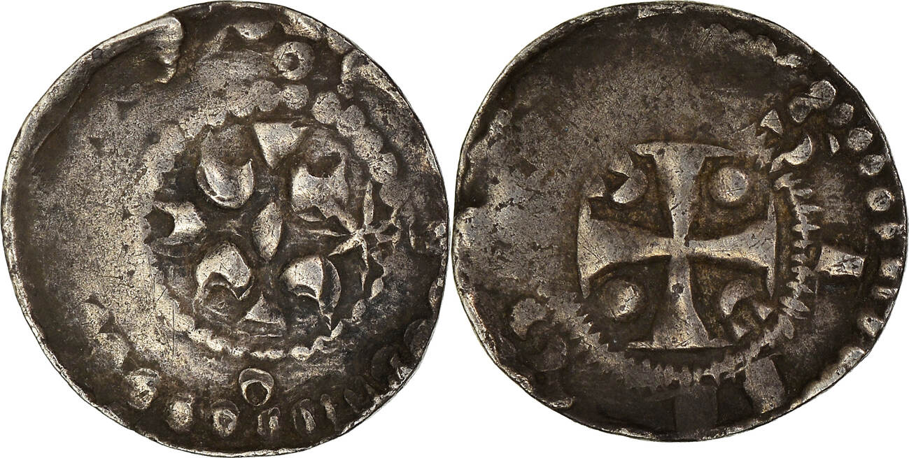 France Denarius Coin, Artois, Au Nom de Simon, Arras, Silver EF(40-45 ...