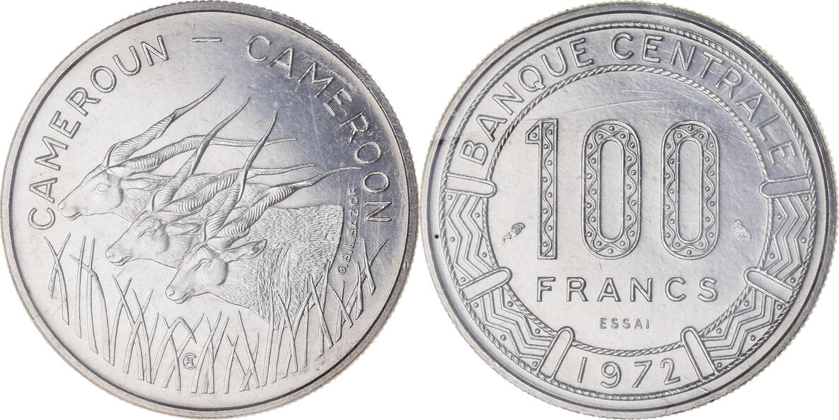 Cameroon 100 Francs 1972 Paris Coin, Paris, ESSAI, Nickel, KM:E15 MS(65 ...