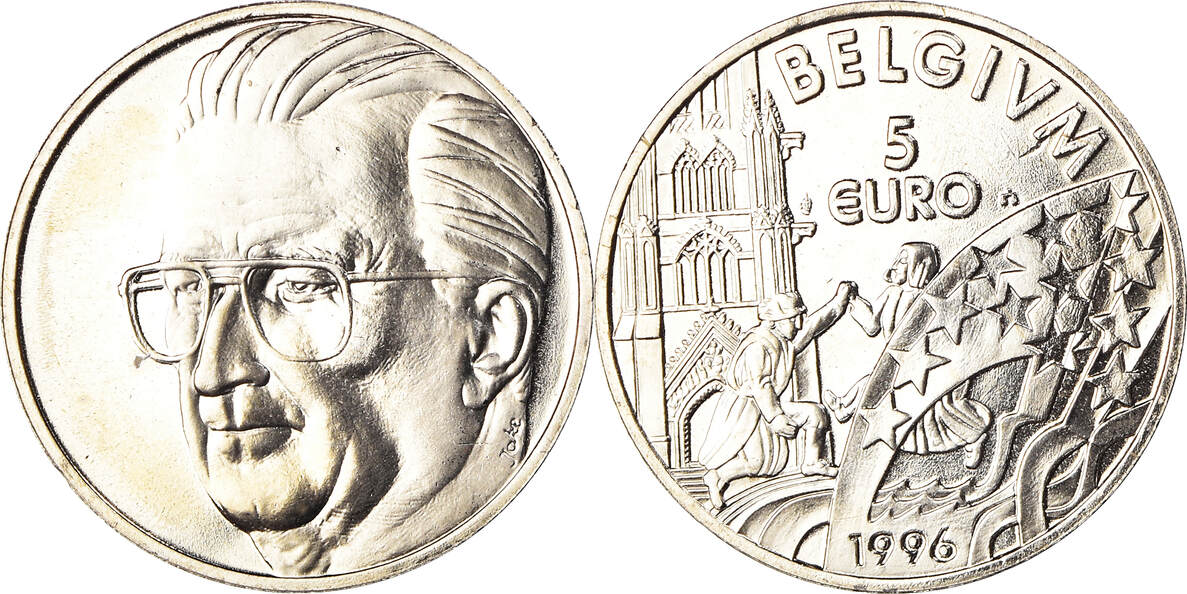 Belgium 5 Euro 1996 Albert II, Copper-nickel MS(65-70) | MA-Shops