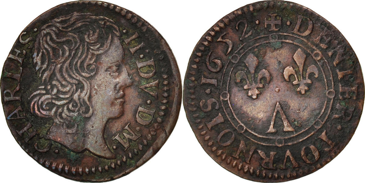 France Denier Tournois 1652 Charleville Coin, Charles II, Charleville ...