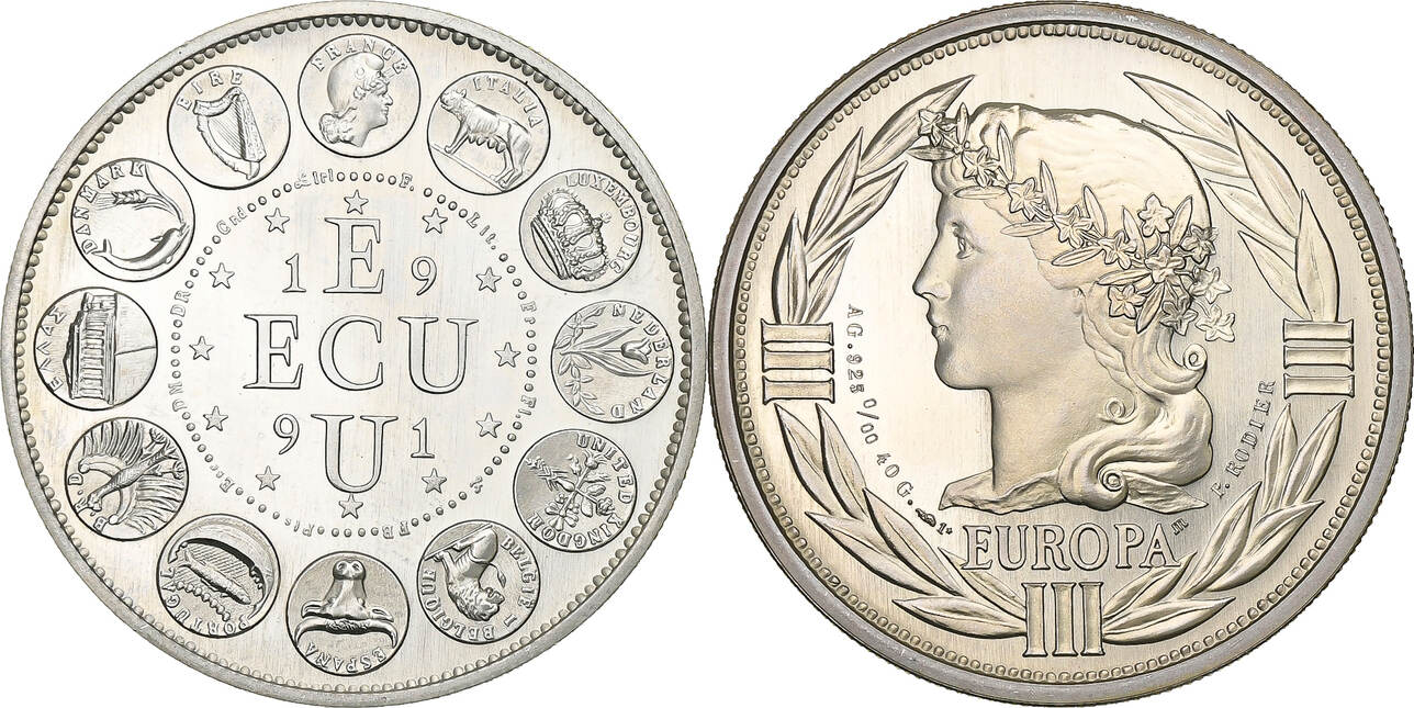France Ecu 1991 Silver, Europa MS(63) | MA-Shops