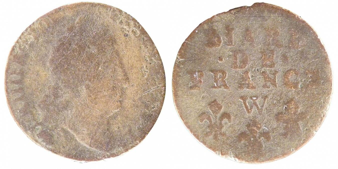 France 1714 W Coin, Louis XIV, Liard de Lille, Lille, Copper VF(20-25 ...