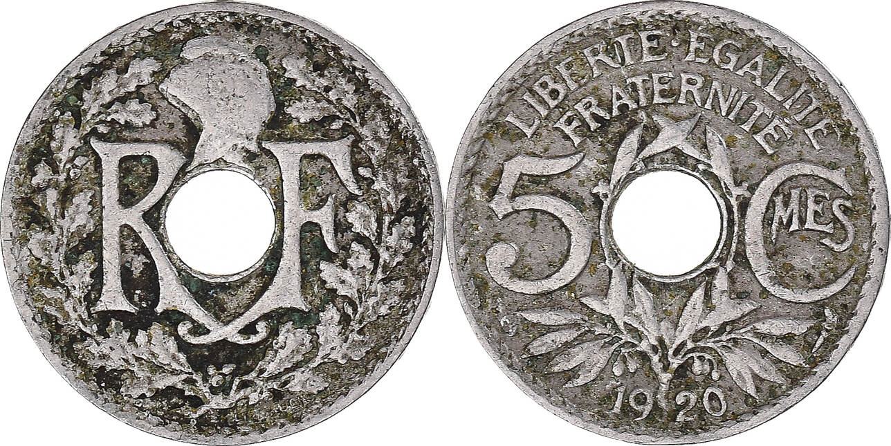 France 5 Centimes 1920 Coin, Lindauer, Petit module VF(30-35) | MA-Shops