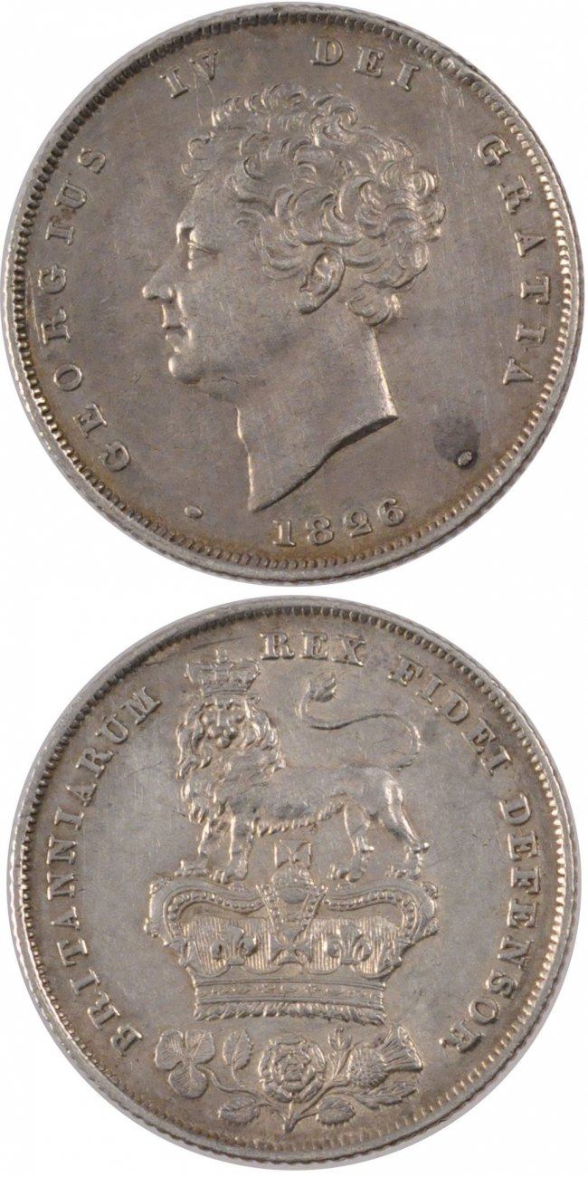Great Britain Shilling 1826 Coin, George IV, Silver, KM:694 AU(55-58 ...