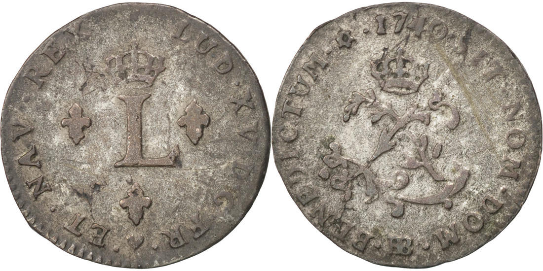 France 2 Sols 1740 BB Coin, Louis XV, Double sol (2 sous) en billon ...