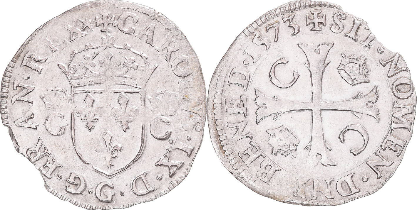 France Douzain aux deux C 1573 Poitiers Coin, Charles IX, Poitiers ...