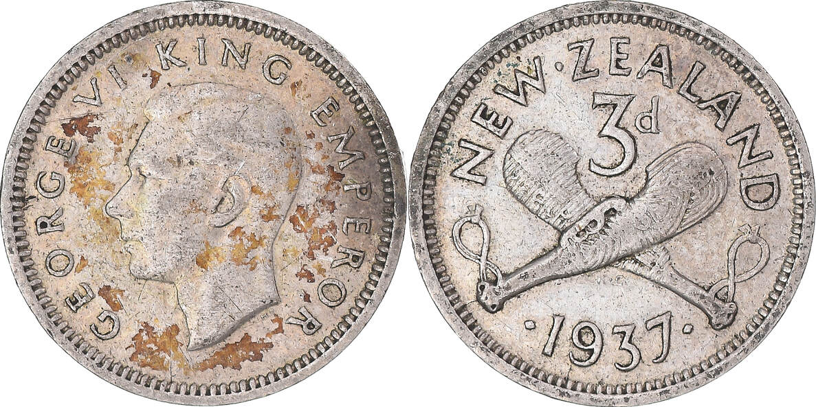 New Zealand 3 Pence 1937 British Royal Mint Coin, George VI, British ...