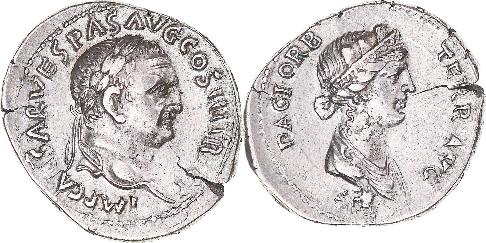 Denarius 71 Rome Coin, Vespasian, Rome, Silver, RIC:1433 AU(50-53) | MA ...
