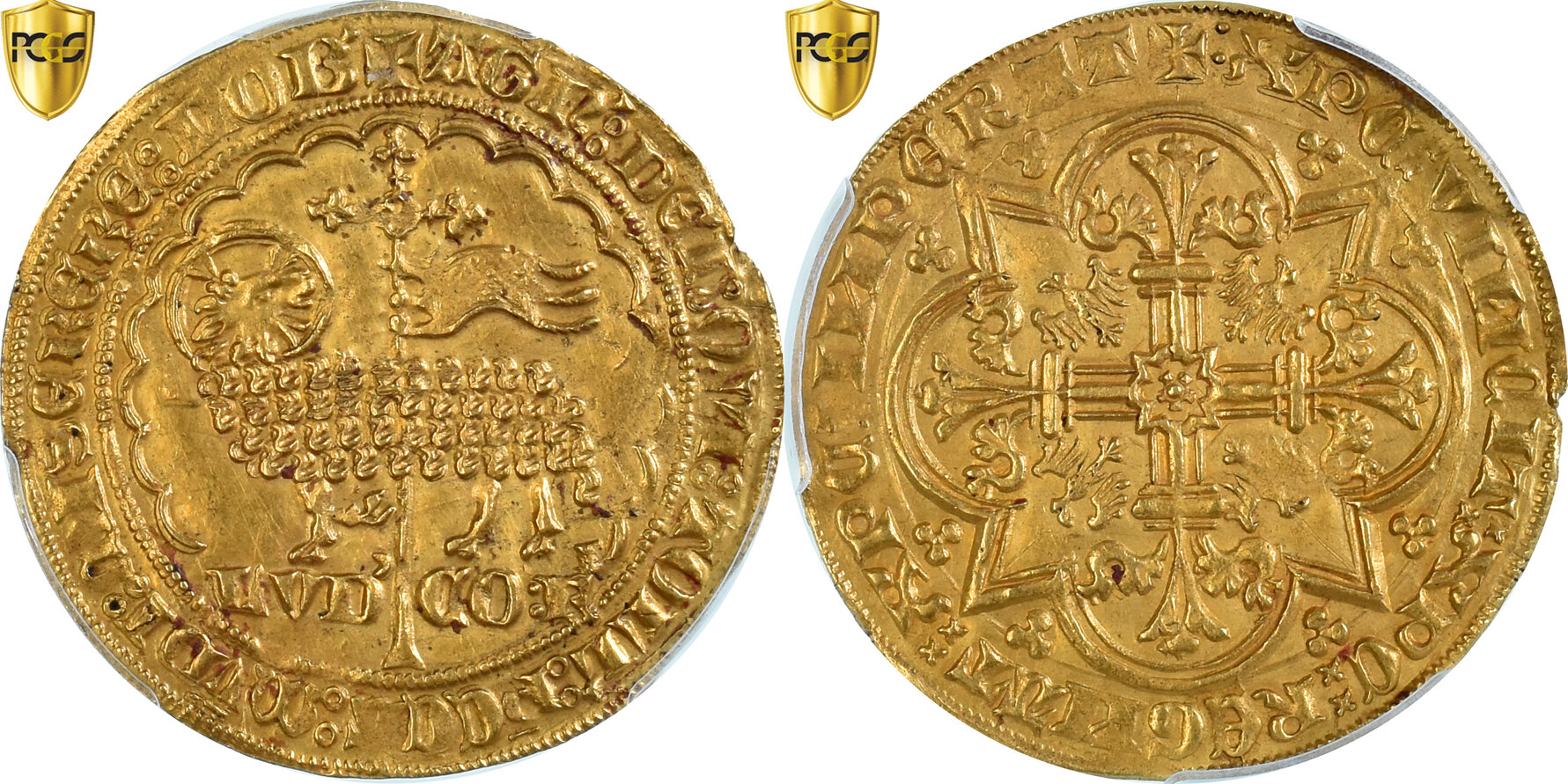 France Mouton d'or 1346-1384 Coin, Flanders, Louis II de Mâle, PCGS, MS61 MS(60-62) | MA-Shops