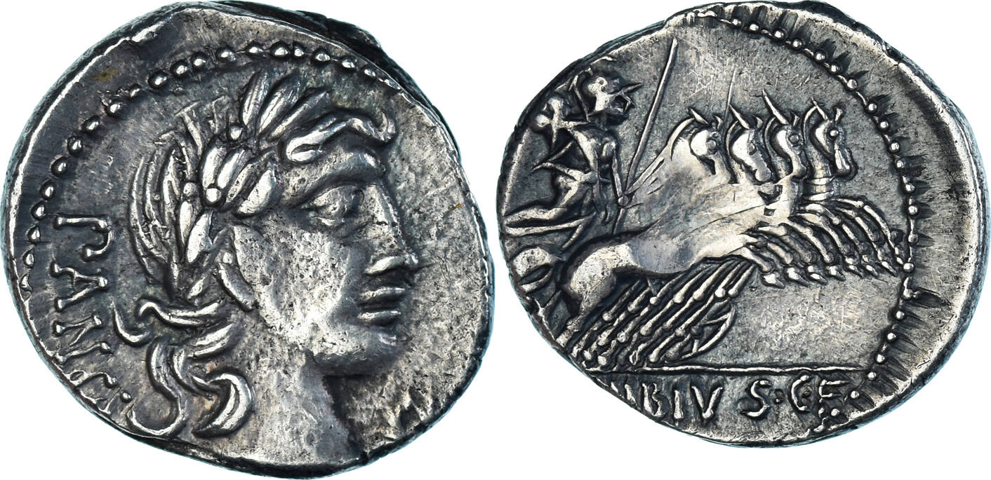 Denarius 90 BC Rome Coin, Vibia, Rome, Silver, Crawford:342/5b AU(50-53 ...