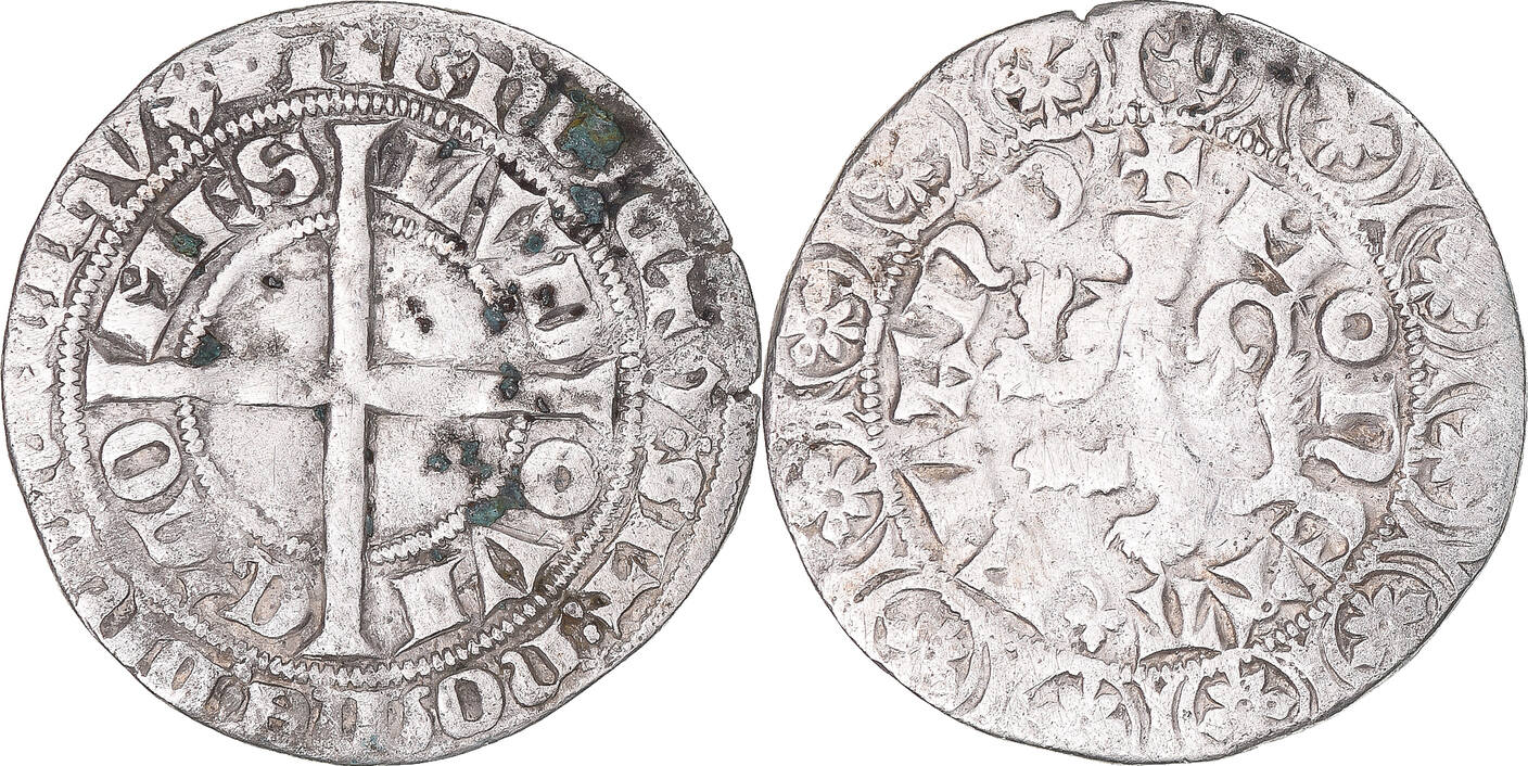 France Gros 1346-1384 Coin, Flanders, Louis II de Mâle, Silver VF(30-35 ...