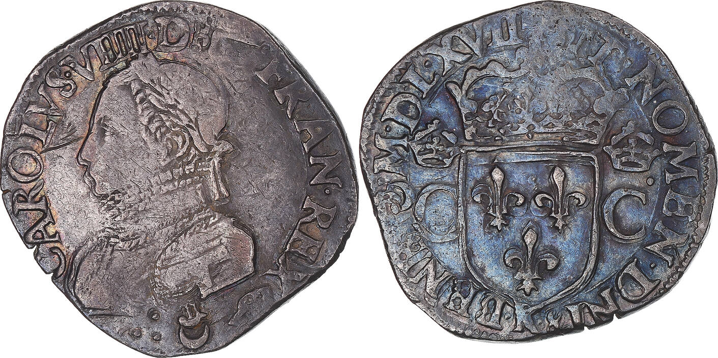 France Teston aux 2 C couronnés 1567 Bordeaux Coin, Charles IX ...