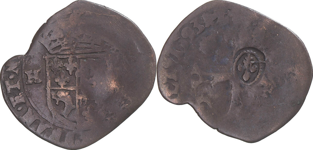France Quinzain (Douzain contremarqué) 1593 Coin, Louis XIII VF(20-25 ...