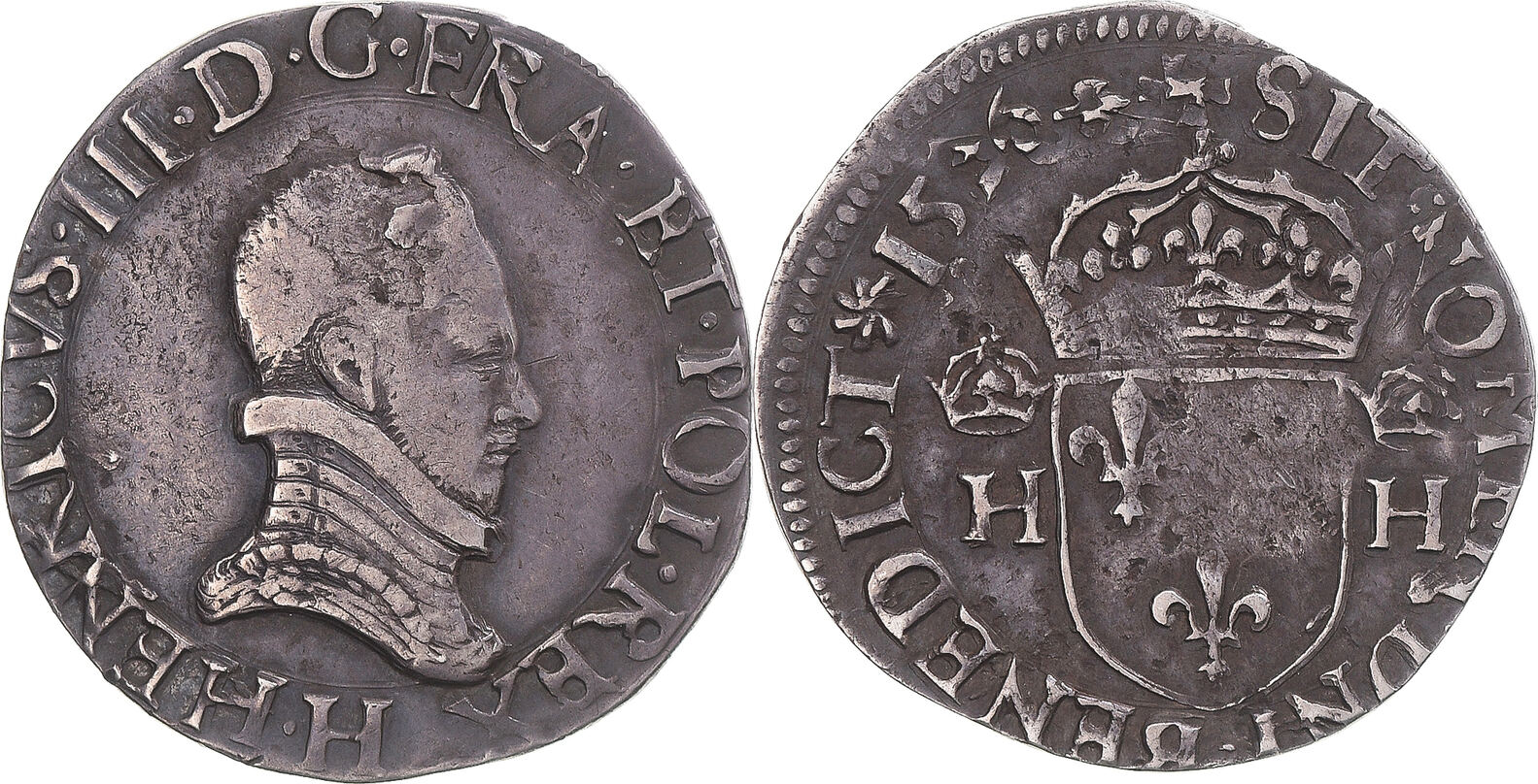 France 1/2 Teston 1576 La Rochelle Coin, Henri III, La Rochelle, Silver ...