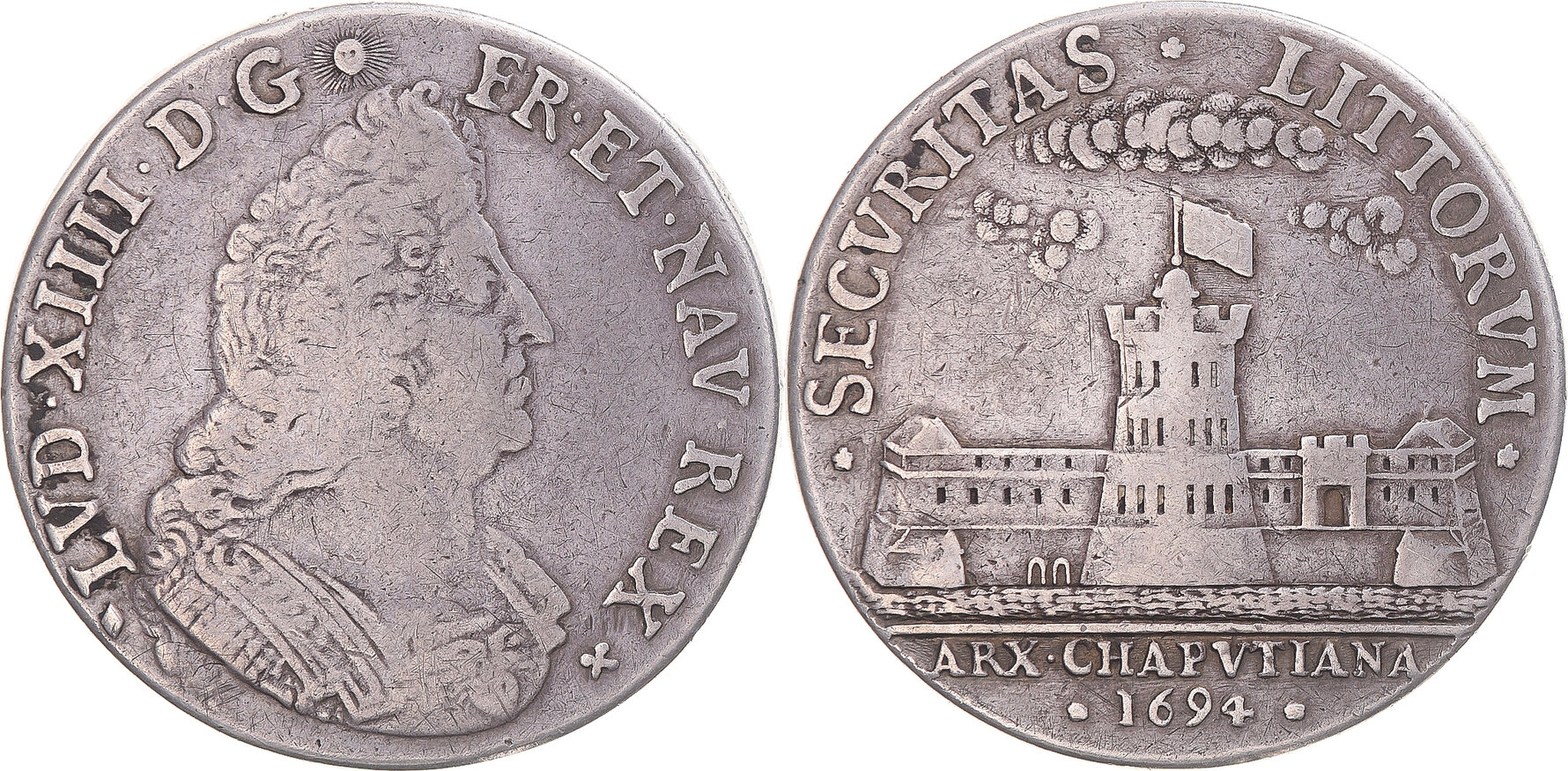 France Medal 1694 Louis XIV, Sécurité des Littoraux, Silver VF(30-35 ...