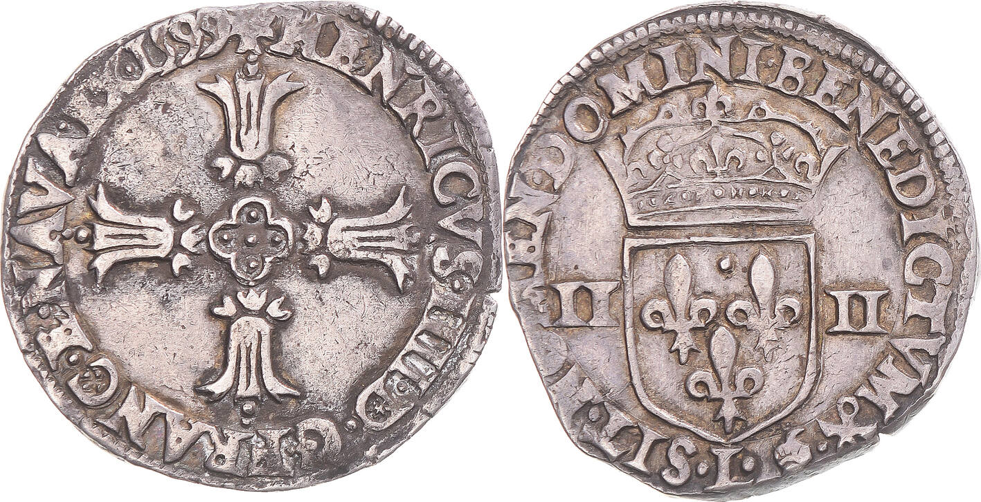 France 1/4 Ecu 1599 Bayonne Coin, Henri IV, Bayonne, Silver, Gadoury ...