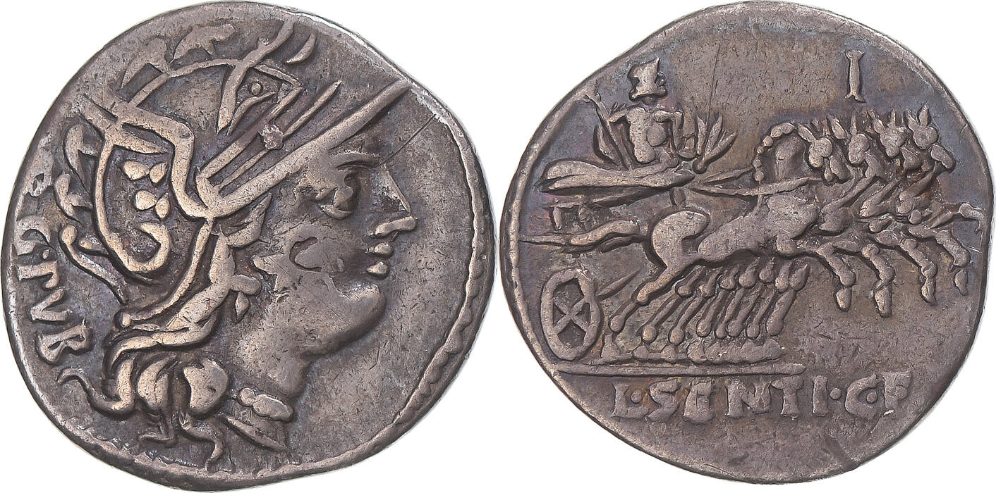 Denarius 101 BC Rome Coin, Sentia, Rome, Silver, Crawford:325/1b EF(40 ...
