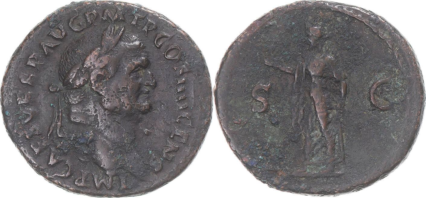73 Rome Coin, Vespasian, Rome, Bronze, RIC:596 VF(30-35) | MA-Shops
