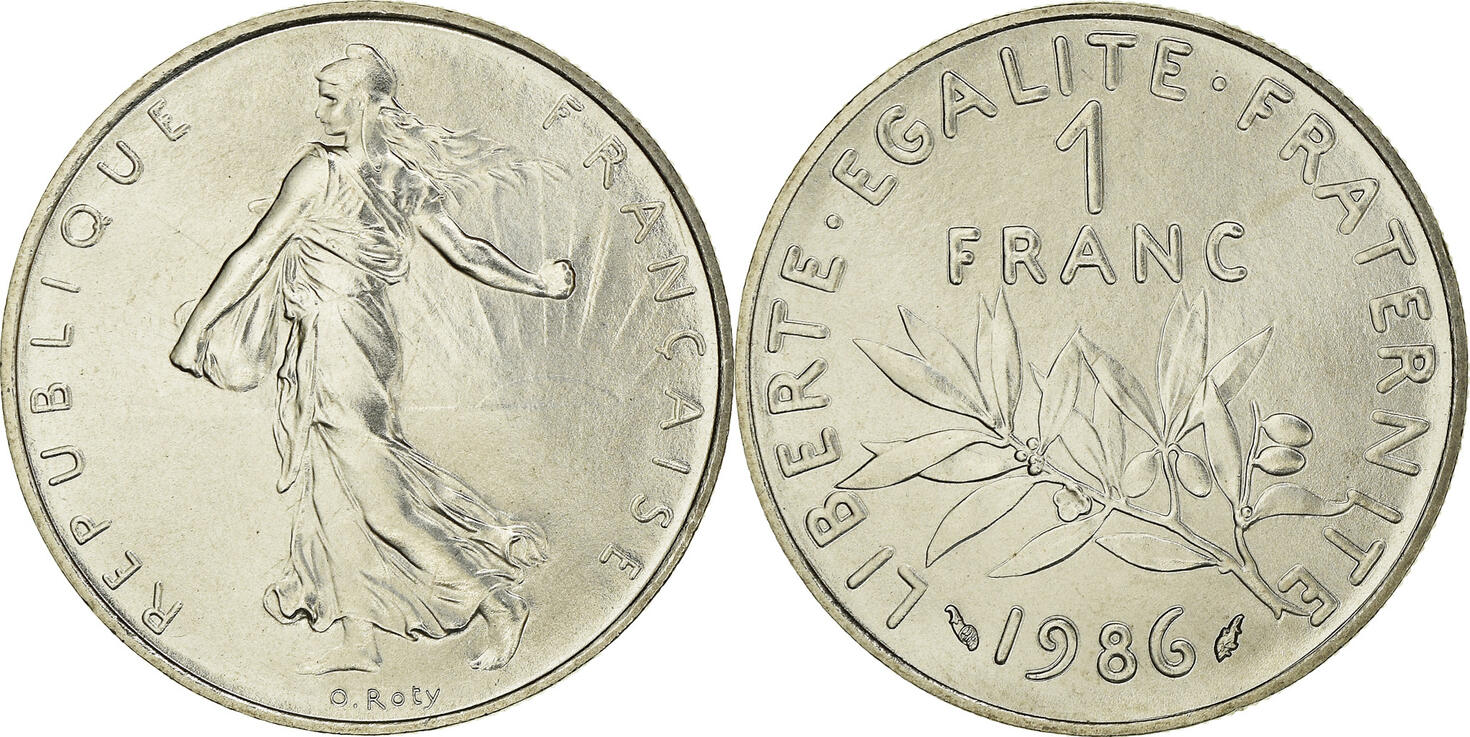 France Franc 1986 Paris Coin, Semeuse, Paris, FDC, Nickel, KM:925.1 MS(65-70) | MA-Shops