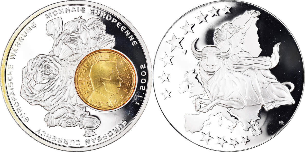 Luxembourg Medal 2002 Union Européenne, Copper Plated Silver MS(64 ...