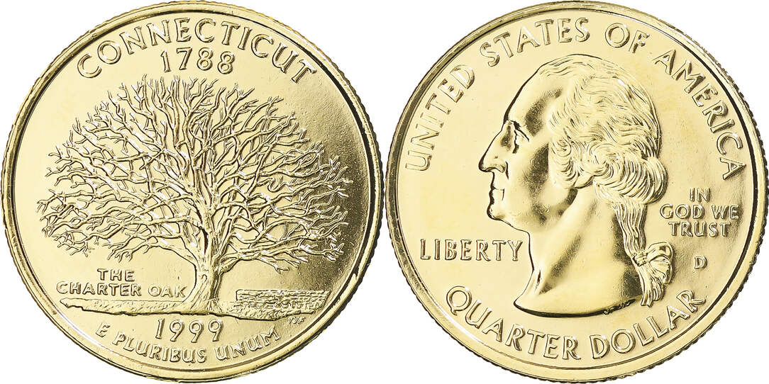 United States Quarter 1999 D Coin, Connecticut, U.S. Mint, Denver ...