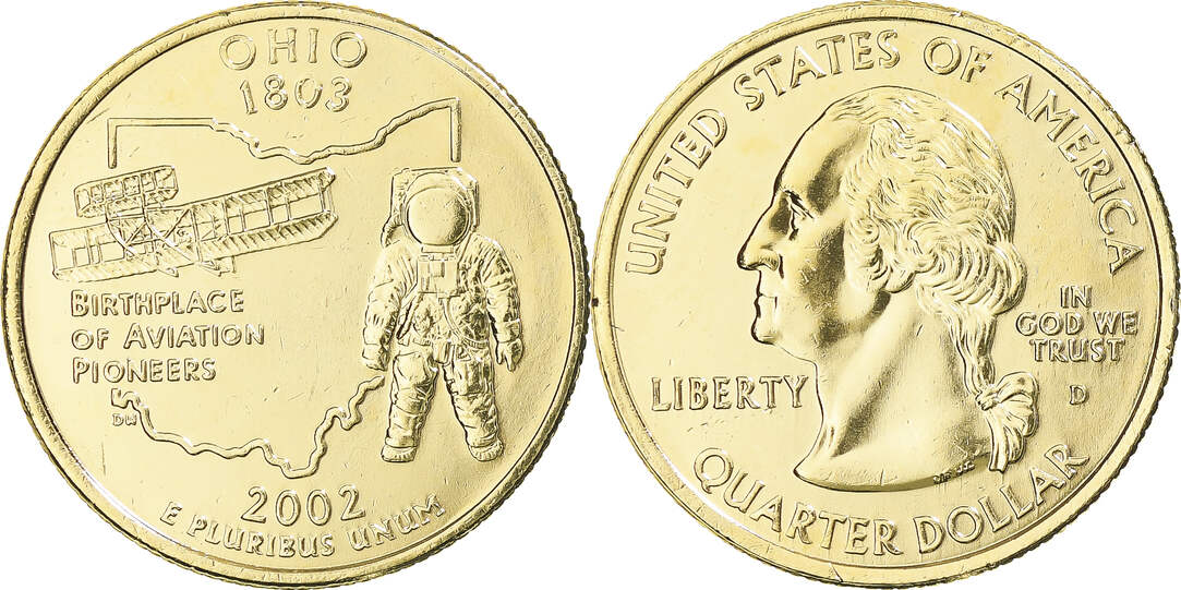 United States Quarter 2002 D Coin, U.S. Mint, Denver, golden MS(63 ...