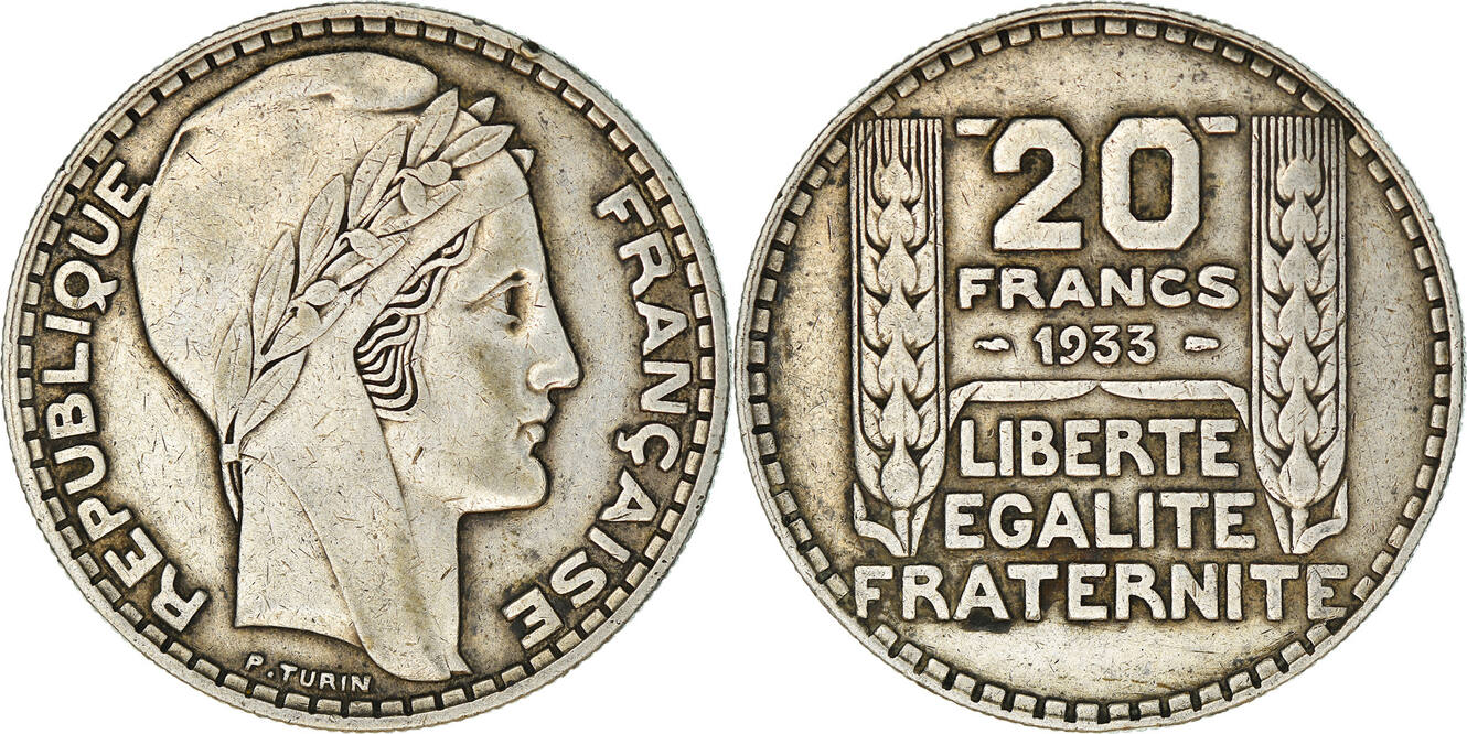 France 20 Francs 1933 Paris Coin, Turin, Paris, Silver, KM:879 AU(55-58 ...