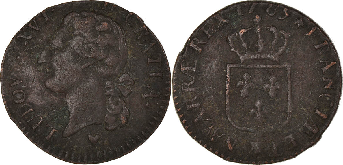 France 1/2 Sol 1785 Coin, Copper VF(30-35) | MA-Shops