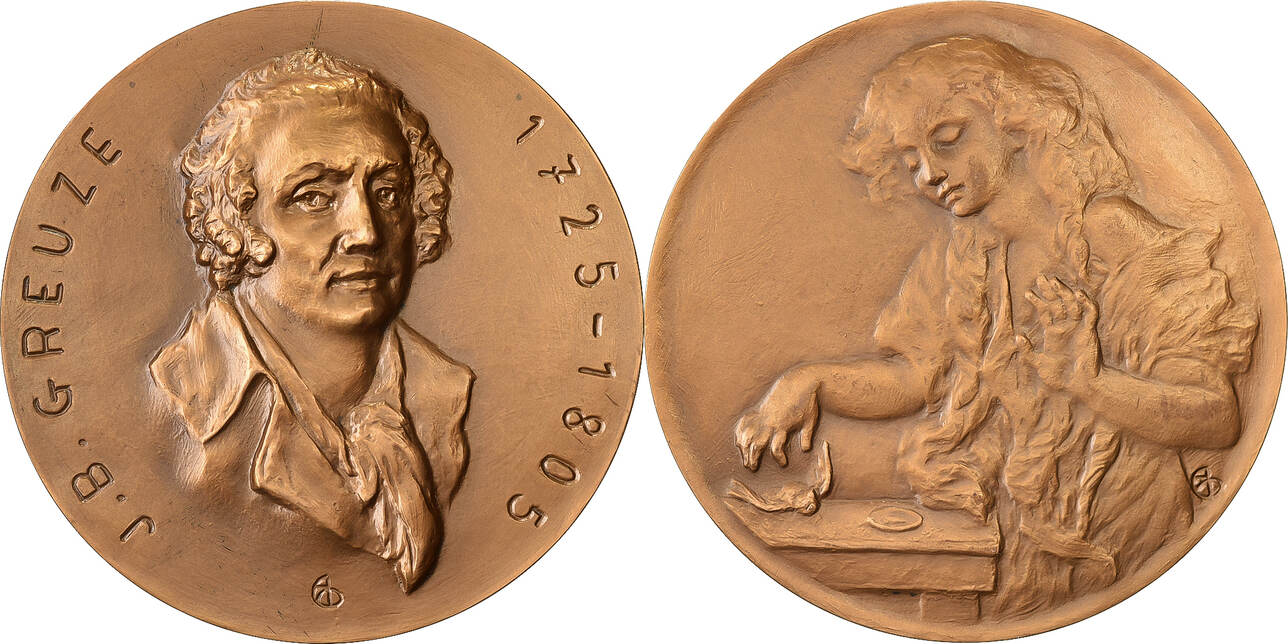 France Medaille 1966 MDP Jean-Baptiste Greuze, MDP, Bronze, Monier MS ...