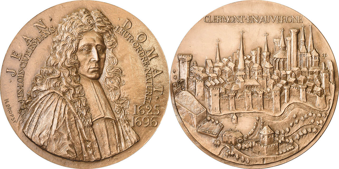 France Medal 1967 Clermont-en-Auvergne, Jean Domat, Bronze, Dropsy MS ...