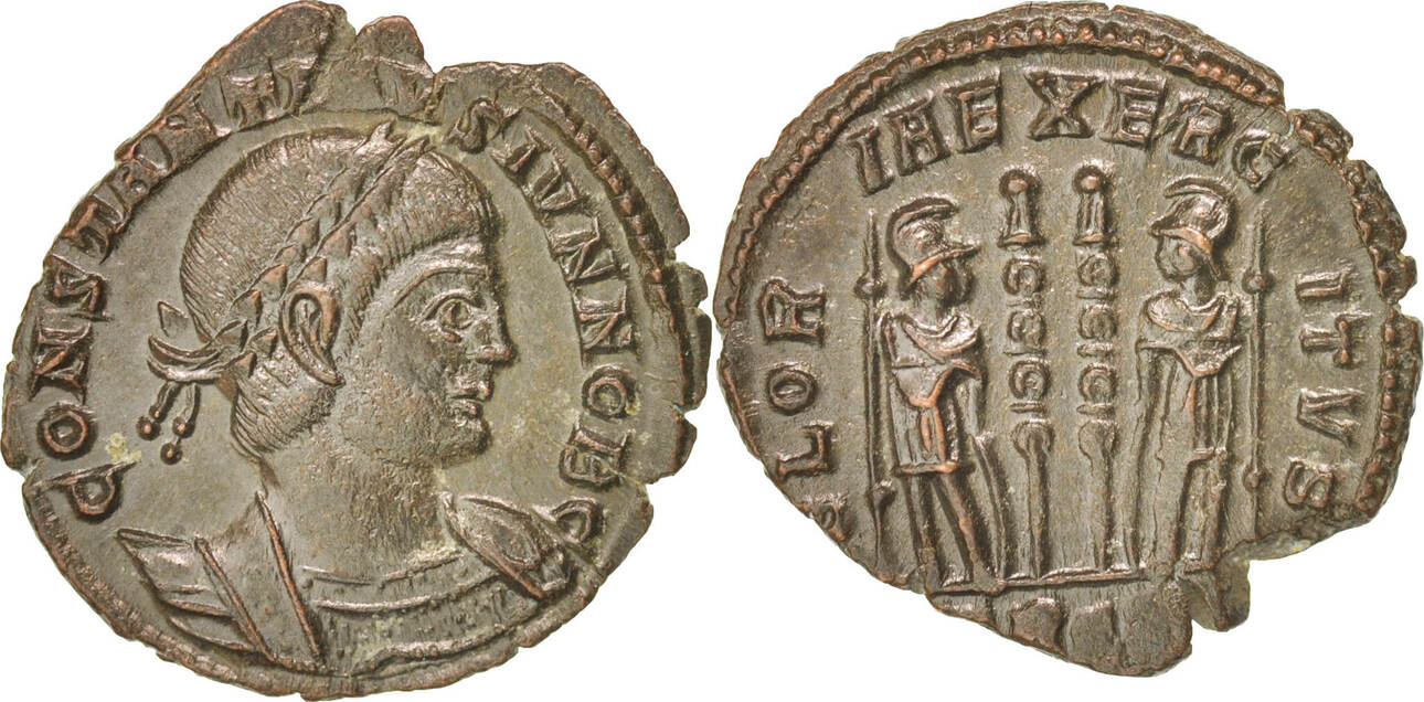 Nummus Coin, Constantine II, Trier, Copper, RIC:254 AU(55-58) | MA-Shops