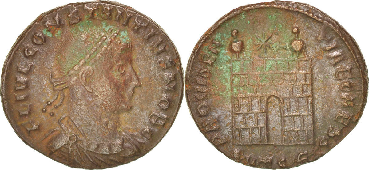 Follis Coin, Constantius II, Thessalonica, Copper, RIC:158 AU(50-53 ...