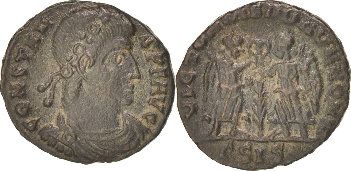 Centenionalis Coin, Constans, Siscia, Copper, RIC:195b AU(50-53) | MA-Shops