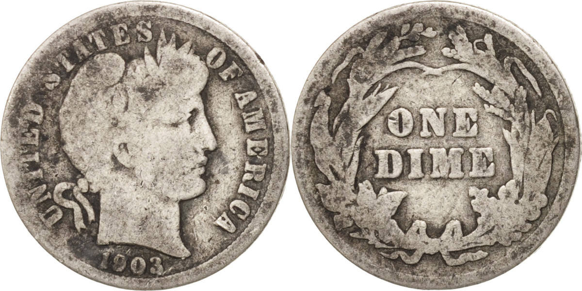 United States 1903 U.S. Mint Coin, Barber Dime, U.S. Mint, Philadelphia ...