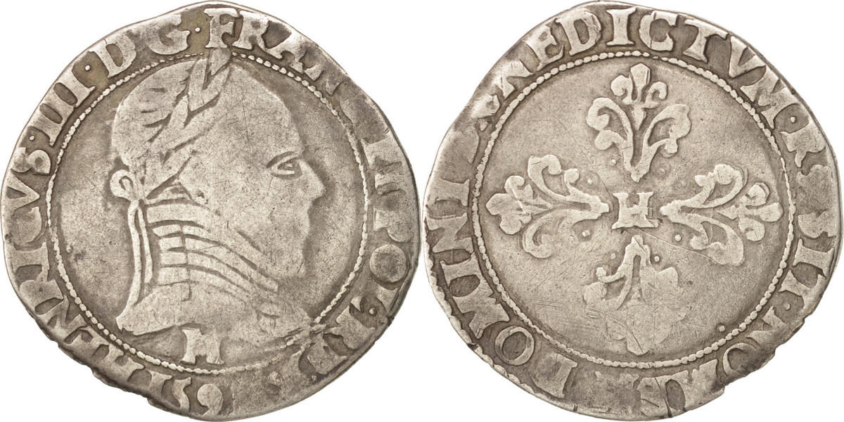 France Demi Franc 1590 Toulouse Coin, Toulouse, Silver, Sombart:4716 VF ...