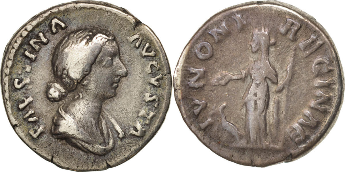 Denarius Coin, Faustina II, Roma, Silver, RIC:694 EF(40-45) | MA-Shops