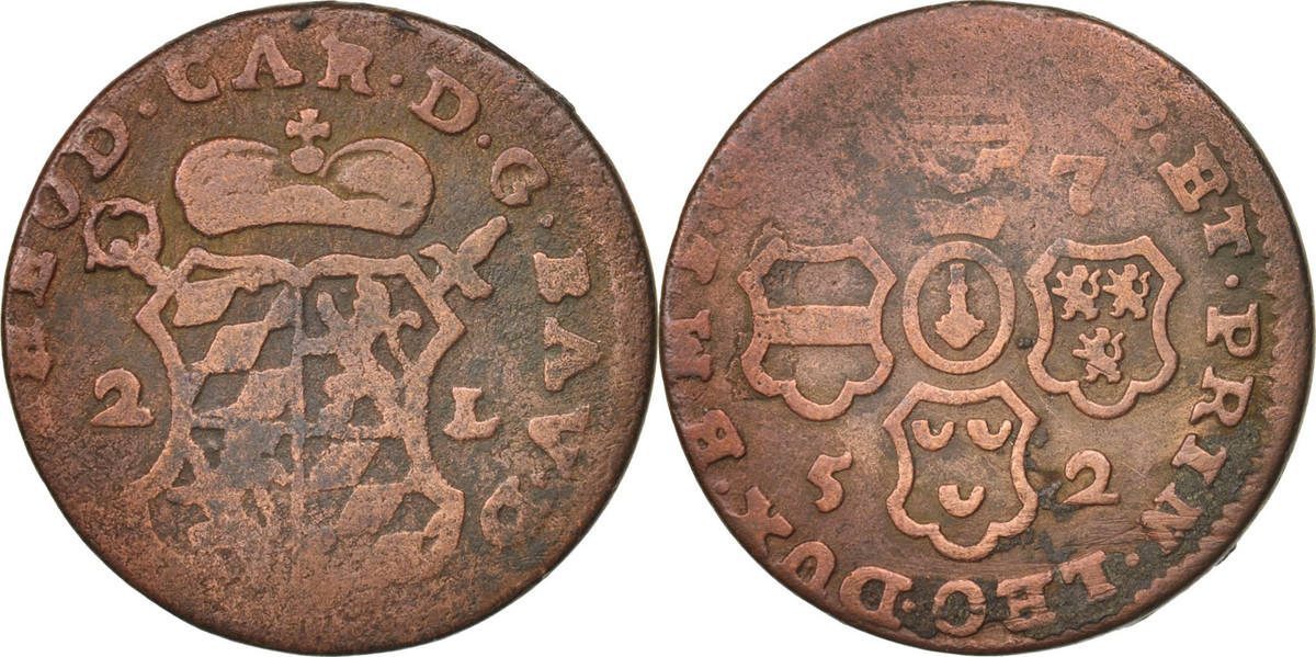 2 Liards 1752 Liege Coin, John Theodore, Liege, Copper, KM:158 VF(30-35 ...