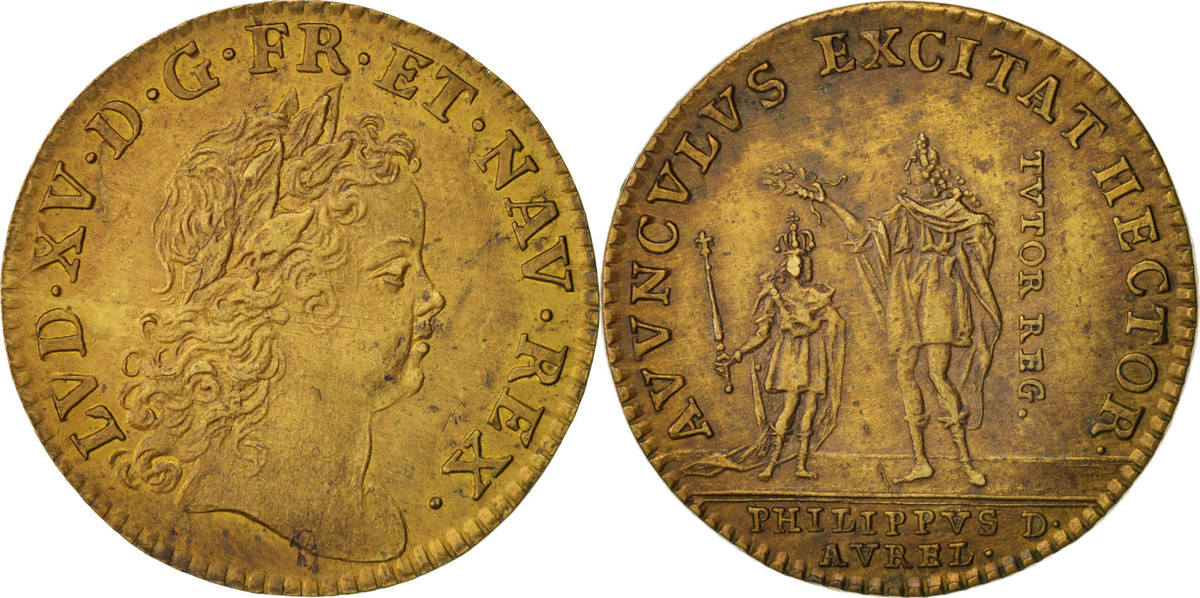 France Token Royal, Philippe d'Orléans régent, Louis XV, Brass AU(50-53 ...