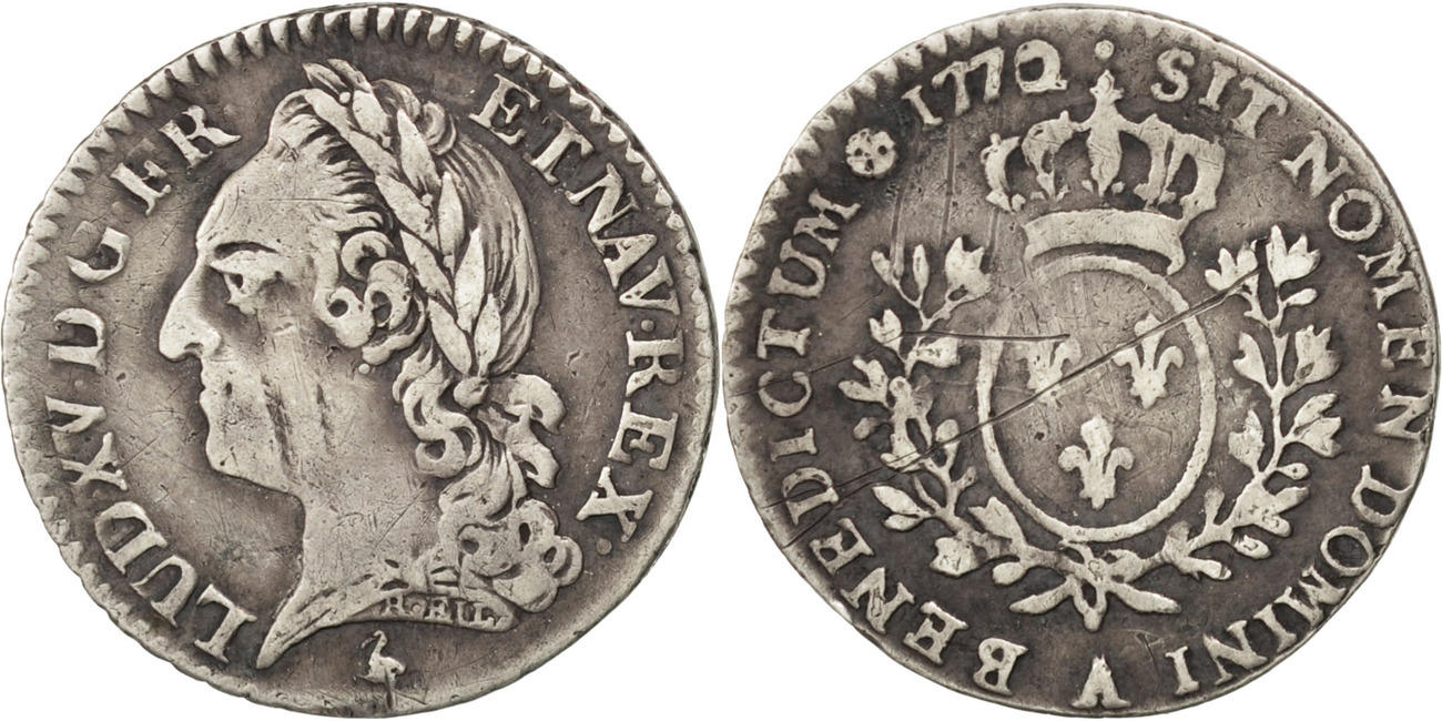 France 12 Sols, 1/10 ECU 1772 A Coin, Louis XV, 1/10 Écu à la vieille ...