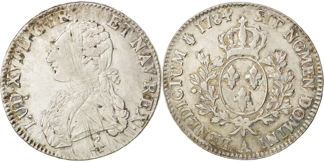 France Ecu 1784 A Coin, Louis XVI, Écu aux branches d'olivier, Paris EF ...