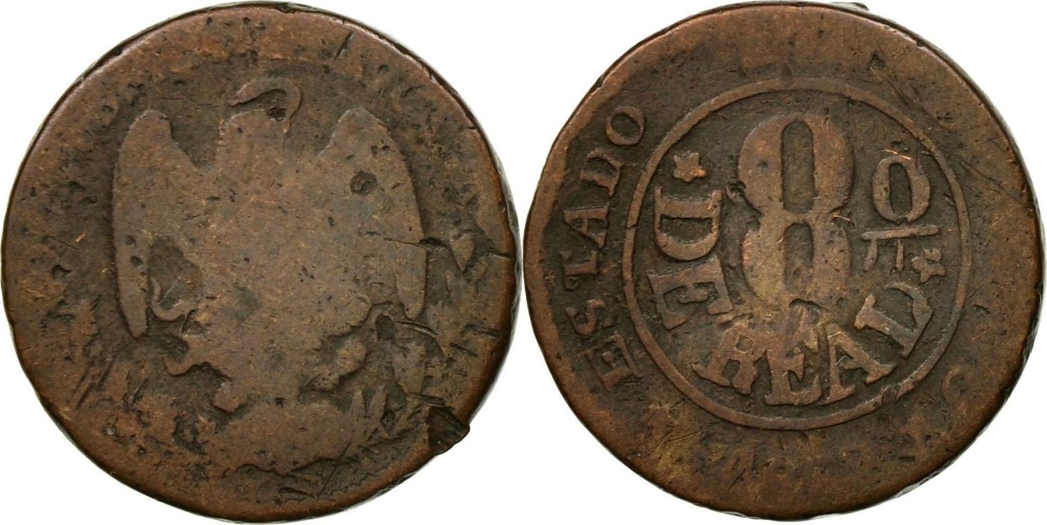 Mexico 1/8 Real, Octavo Real 1852 Durango Coin, Durango, Copper, KM:325 ...