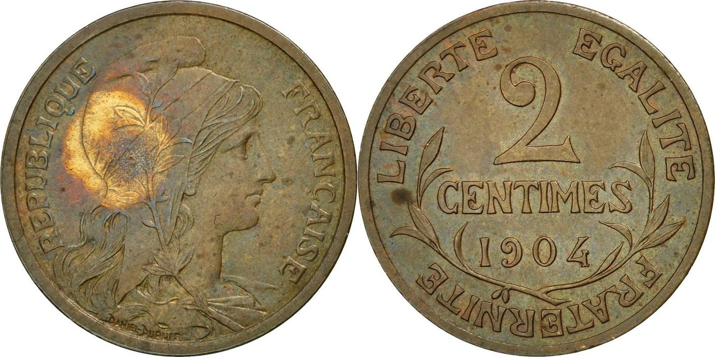 France 2 Centimes 1904 Paris Coin, Dupuis, Paris, Bronze, KM:841 AU(55 ...