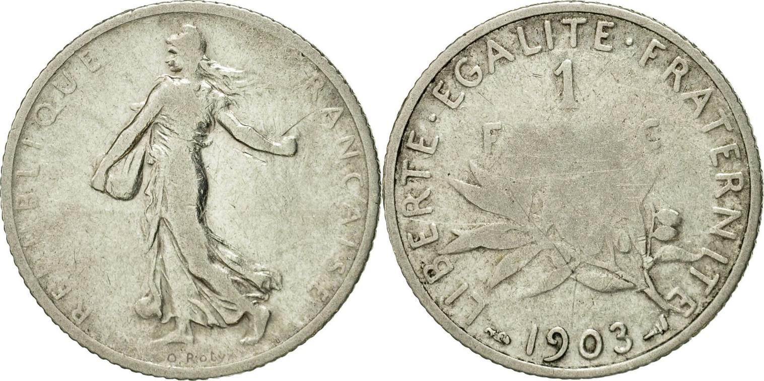 France Franc 1903 Paris Coin, Semeuse, Paris, Silver, KM:844.1 VF(20-25) | MA-Shops