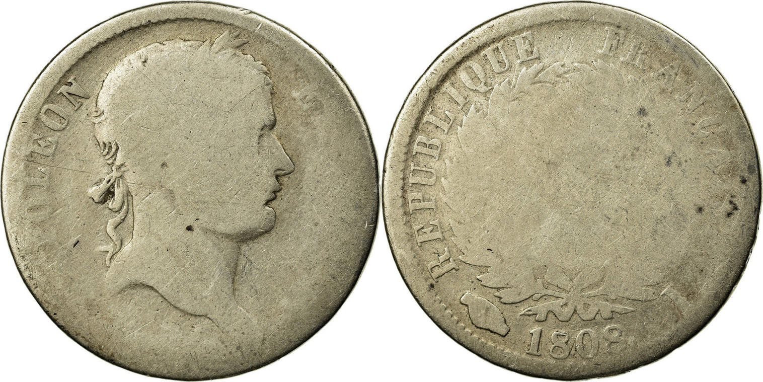 France 2 Francs 1808 I Coin, Napoléon I, Limoges, Silver, KM:684.3 G(4 ...