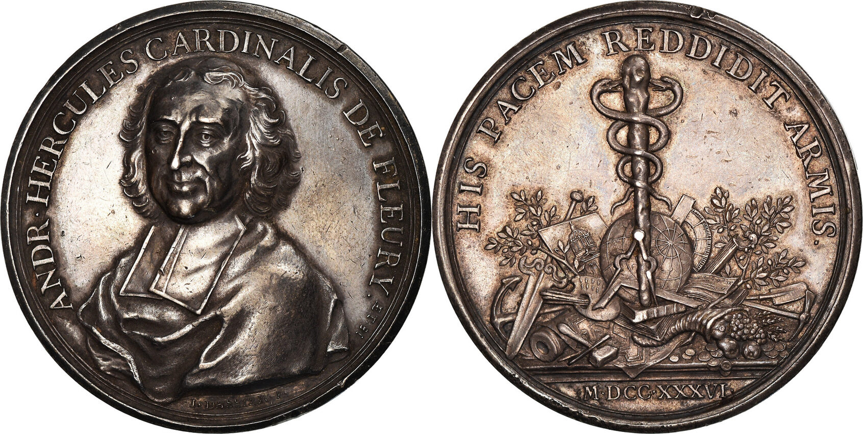 France Medal 1736 Geneva André Hercule de Fleury, Geneva, Silver ...